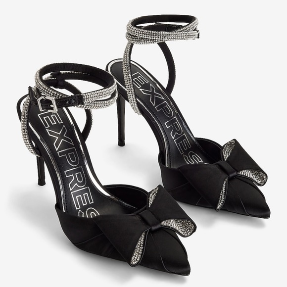 Express | Shoes | New Express Rhinestone Bow Embellished Strap Pumps ...